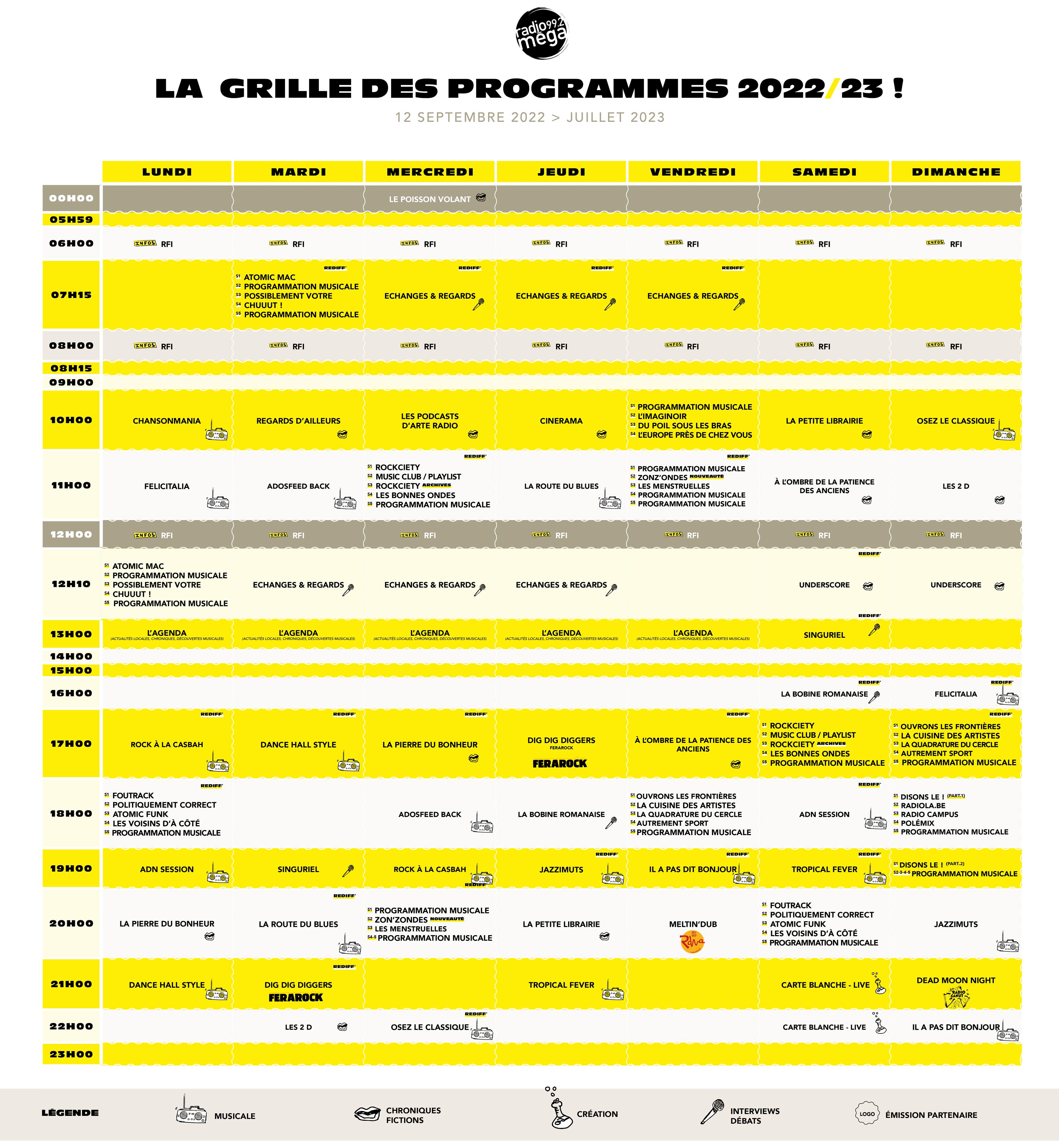 La grille des programmes - Radio Méga